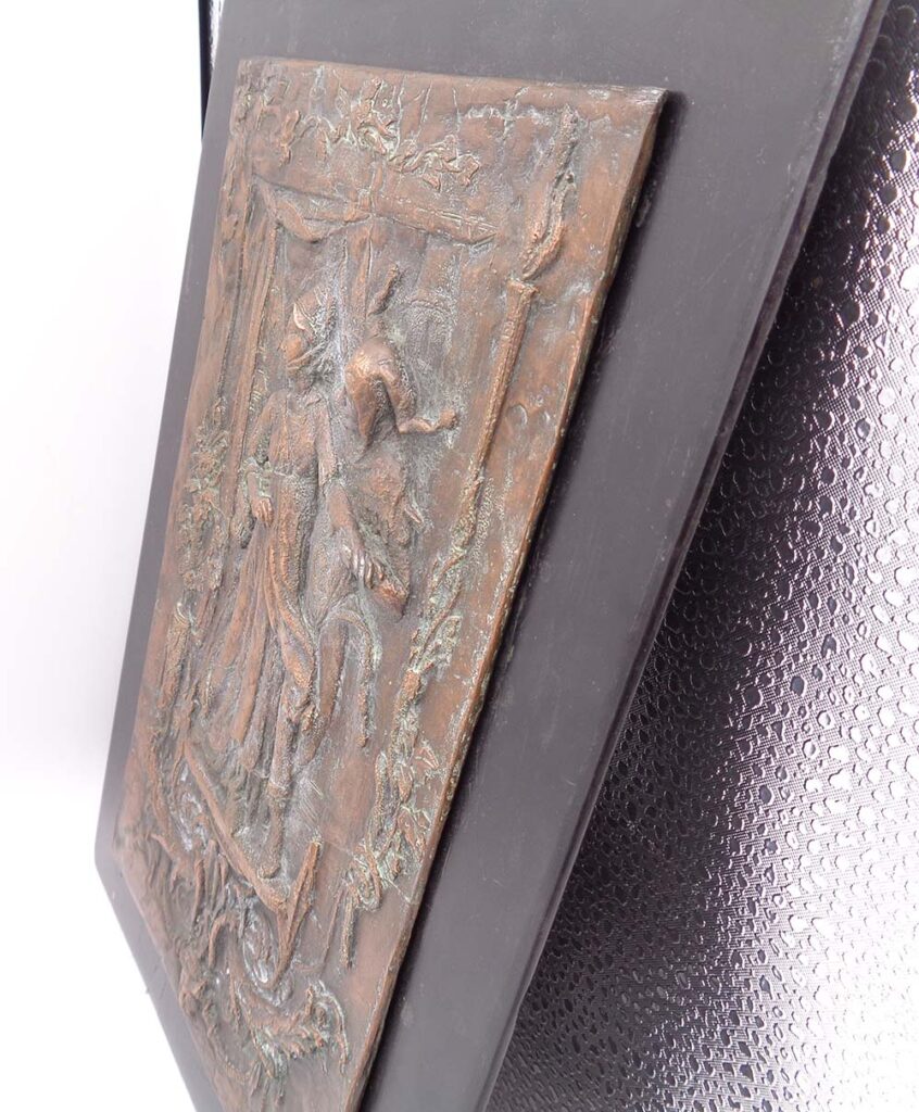 Arts & Crafts Copper Relief Plaque Mounted On Slate