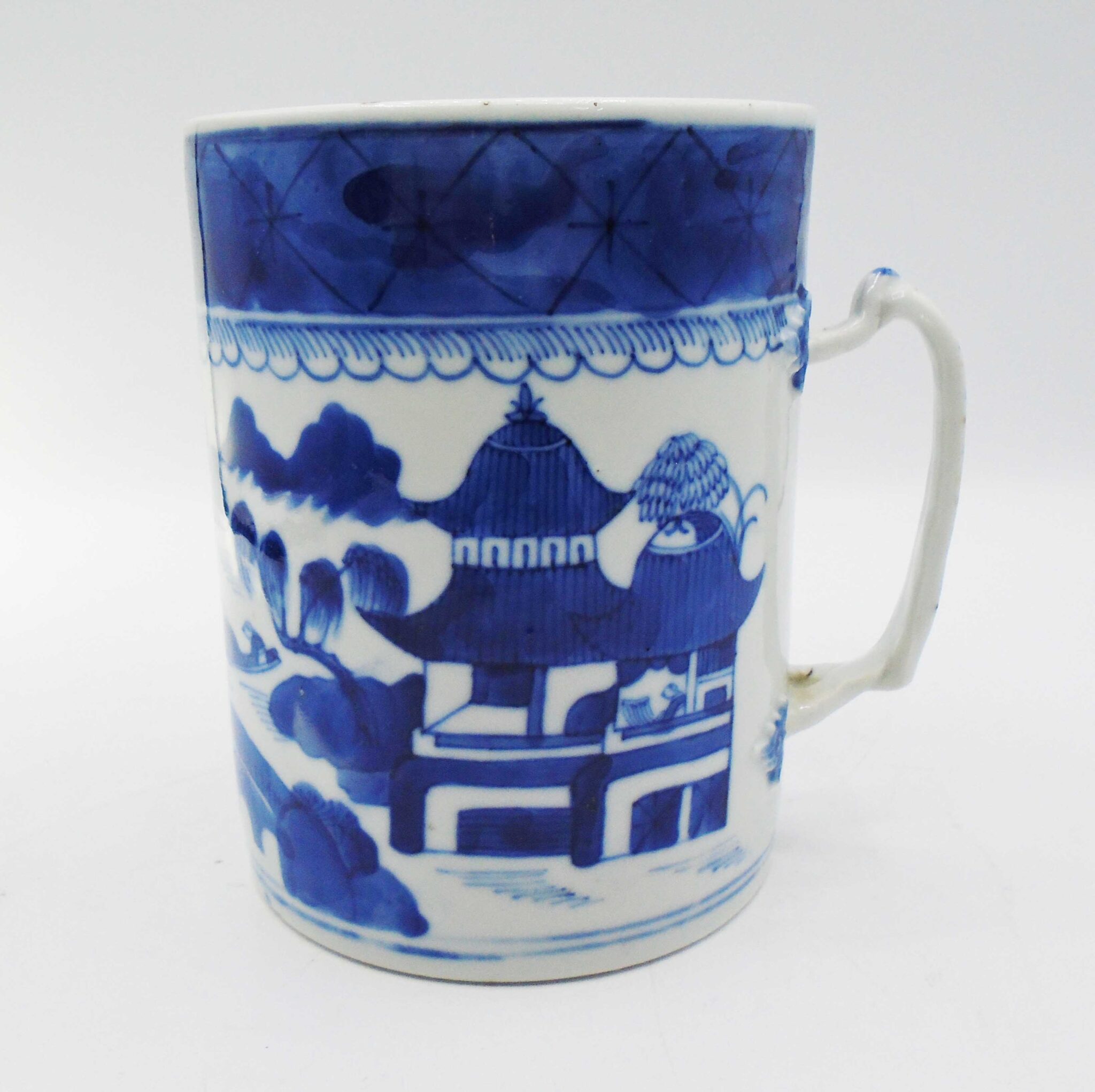 18th Century Antique Chinese Blue & White Mug With Signature